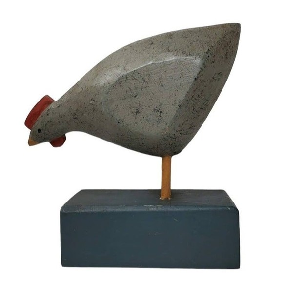 Accents | Vintage Primitive Painted Wooden Chicken Figurine | Poshmark